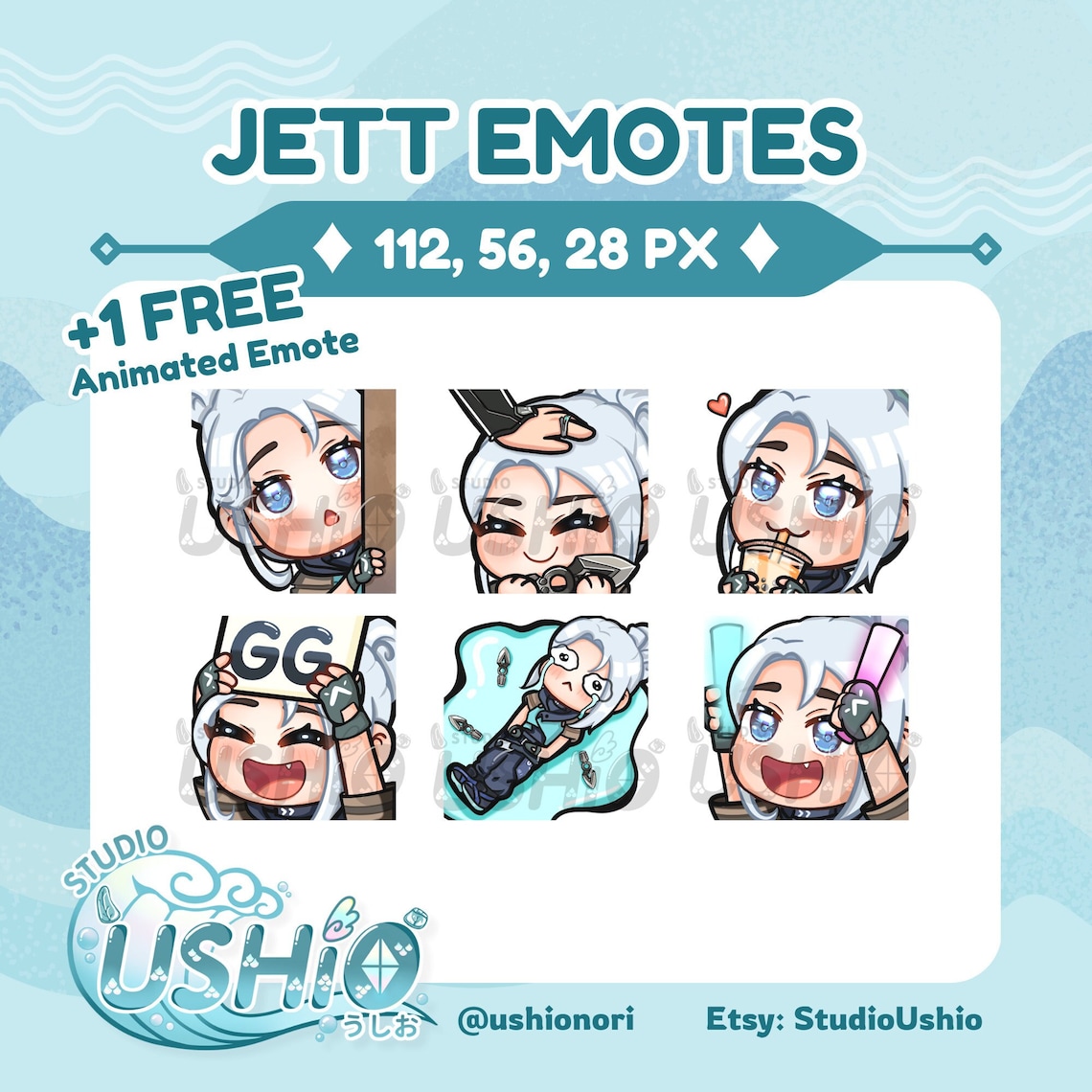 Valorant Jett Emotes Bundle |cute Jett Emotes |kawaii Jett Valorant ...