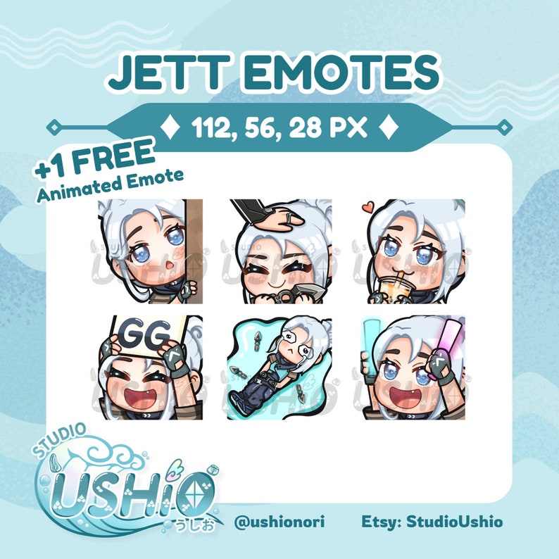 Cute Jett Valorant Emotes Bundle | Twitch, Discord, Youtube (digital ...
