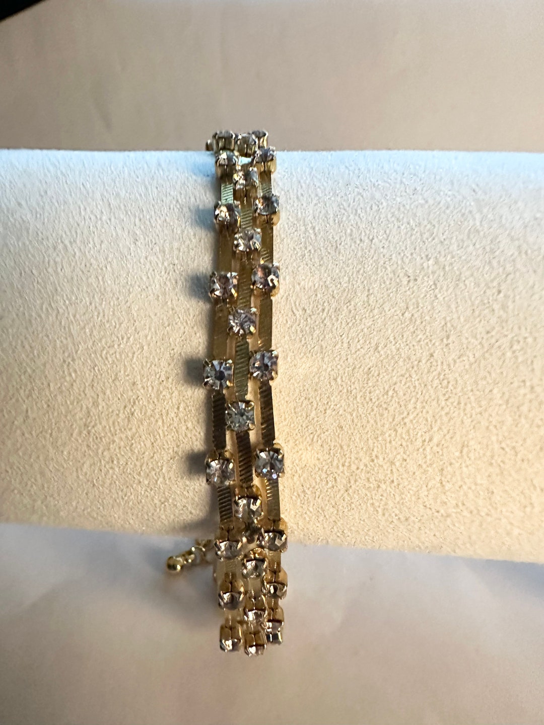 Vintage Triple Row Rhinestone Bracelet - Etsy