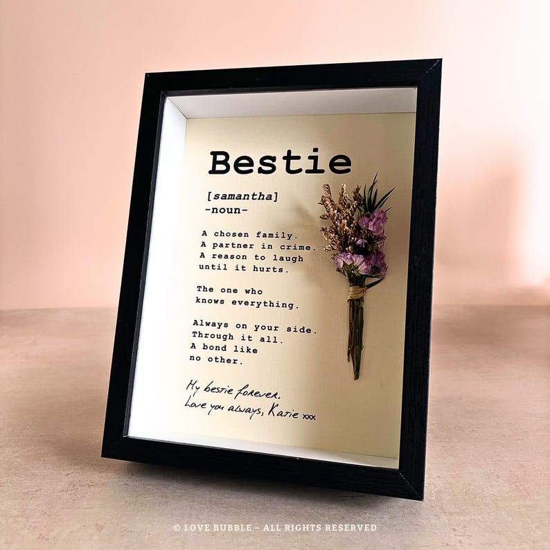 Personalised Best Friend Print, Shadow Box Photo Frame, Sentimental ...