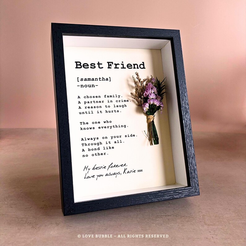 Personalised Best Friend Print, Shadow Box Photo Frame, Sentimental ...