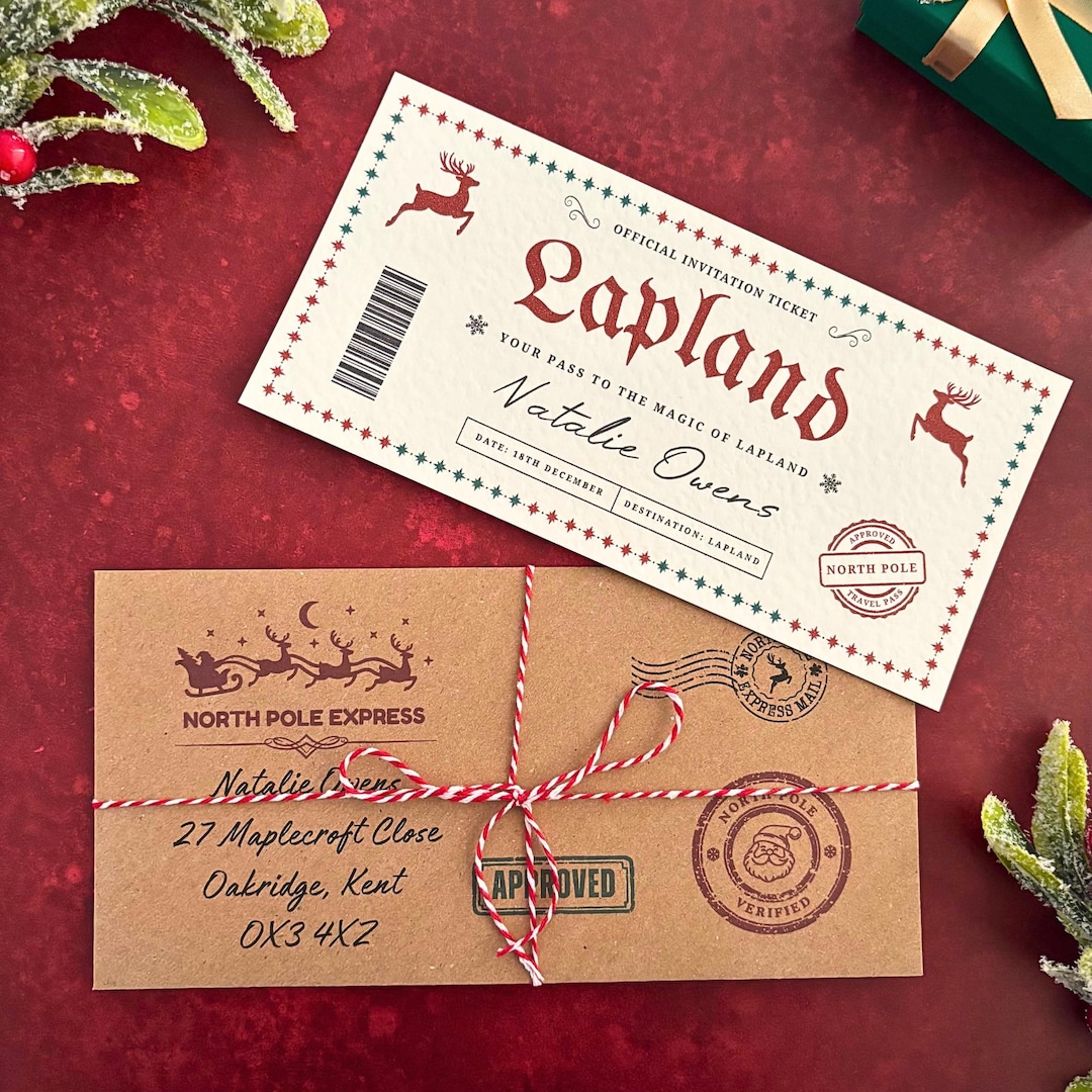 Lapland Ticket, Lapland Invitation, Lapland Boarding Pass, Custom ...