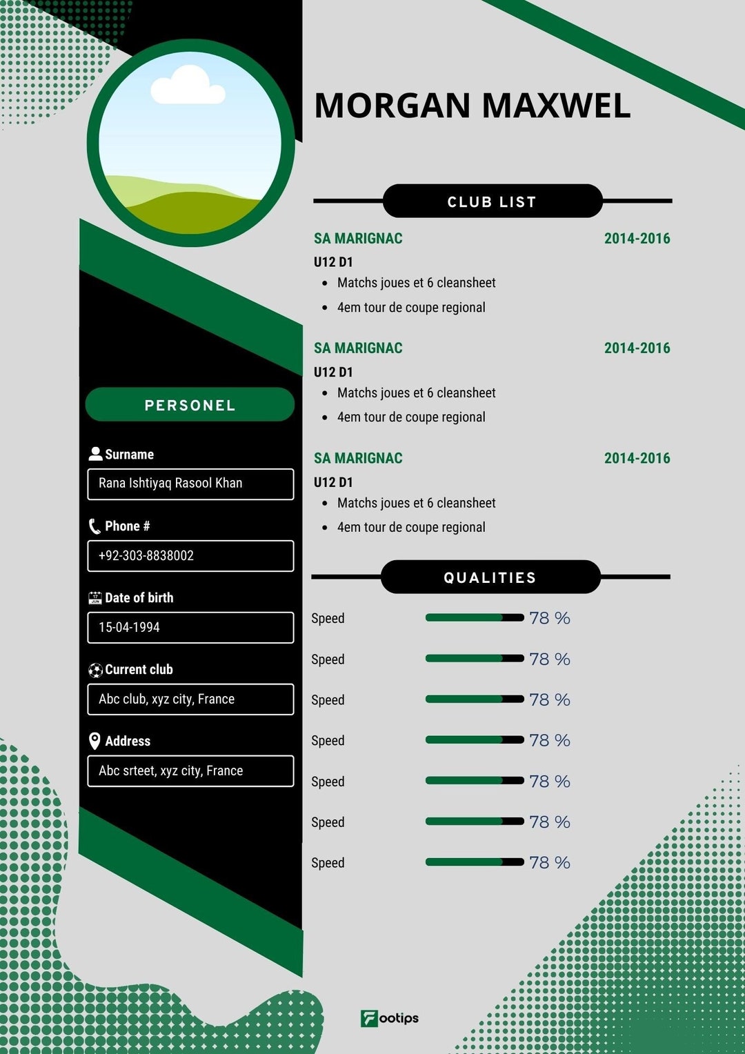 Customizable Sports/football CV - Etsy
