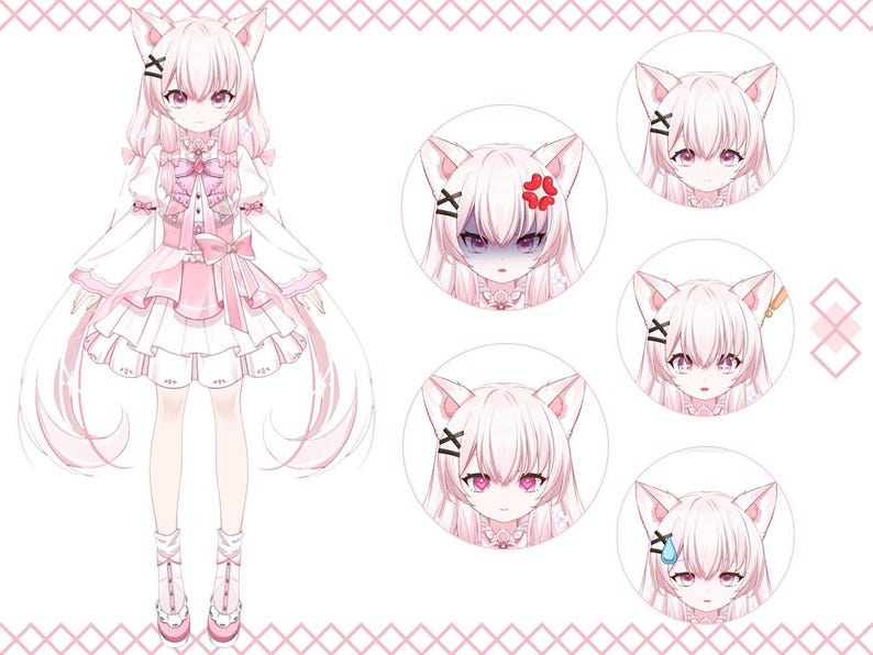 Pink Anime Girl Live2d Vtuber Model | Fully Rigged, Ready to Use - Etsy