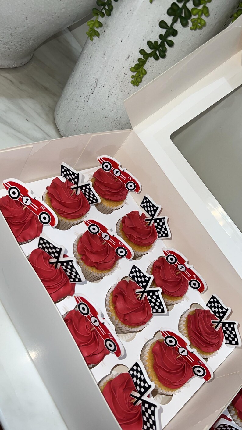 Race Car Themed Custom Age Cupcake Toppers - Etsy
