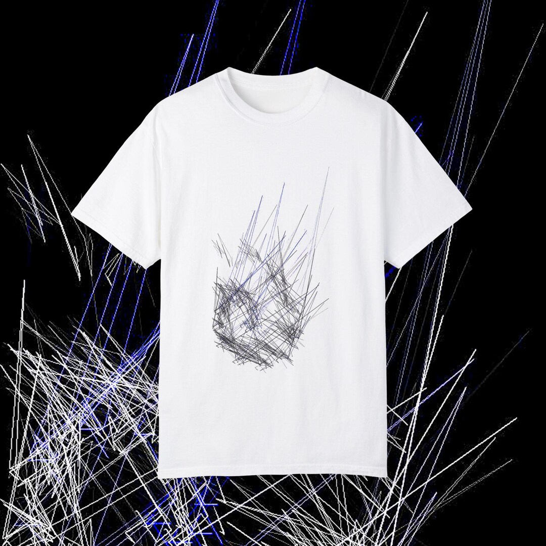 Line Arrays Glitch Art T-shirt - White, Black & Blue Cyberpunk Design ...