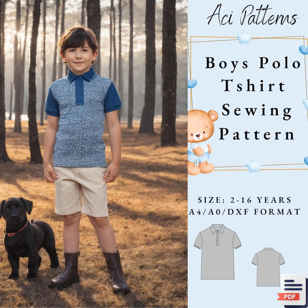 Boy's Polo T-shirt Sewing Pattern for Kids,boy's Shirt Pattern, PDF Pattern, Beginner Pattern ...