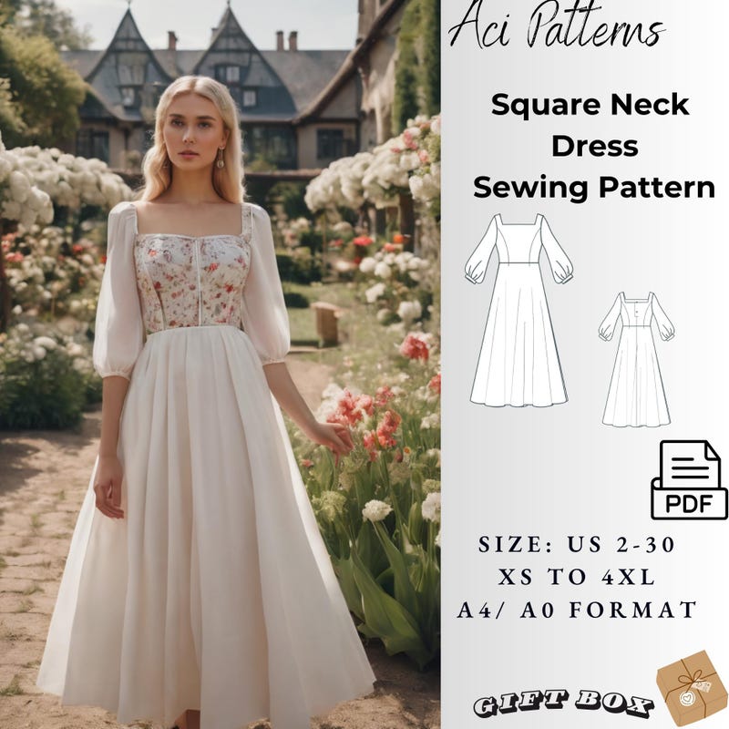 Square Neck Pattern - Etsy