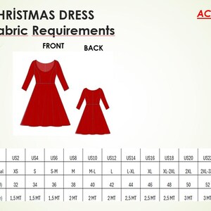 Christmas Dress, Mrs. Claus Dress Sewing Pattern, Round Neck Dress PDF ...
