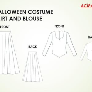 Halloween Dress Pattern, Gothic Witch Costume Dress Pattern,fantasy Dress, Halloween Dress ...