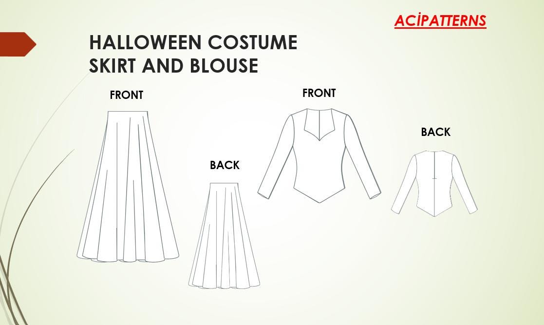 Halloween Dress Pattern, Gothic Witch Costume Dress Pattern,fantasy ...