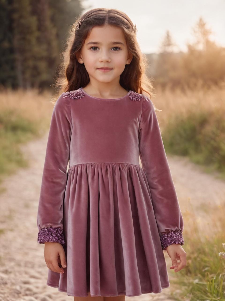 Girl Long Sleeve Velvet Dress Sewing Pattern,kids Dress Sewing Pattern ...