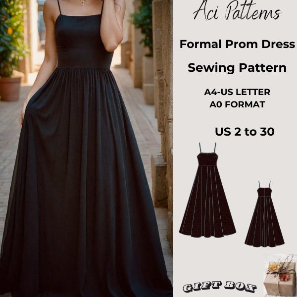 Formal Prom Dress Sewing Tutorial ,black Dress Evening Prom Gown Dress ...