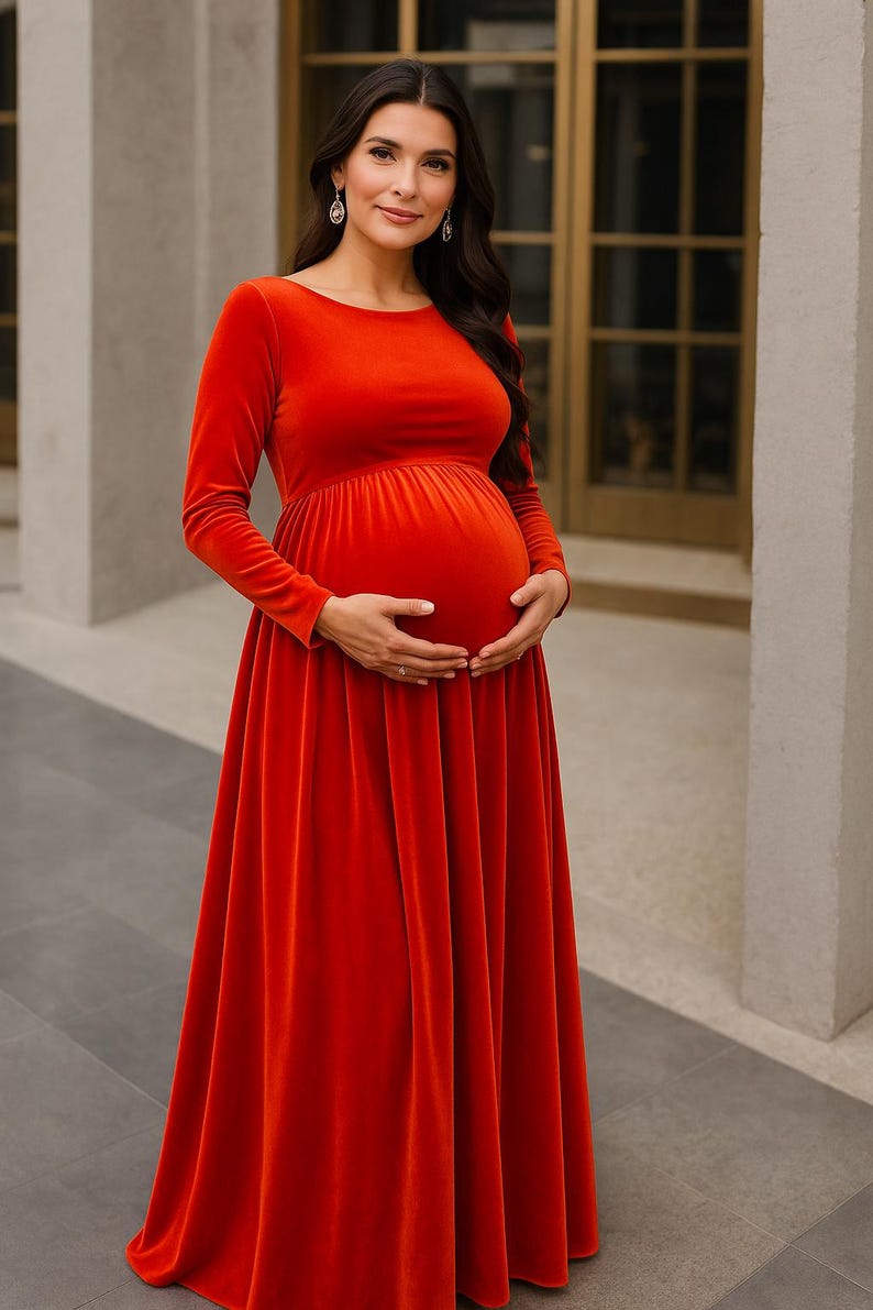 Velvet Maternity Gown Dress Sewing Pattern,wedding Baby Shower Party ...