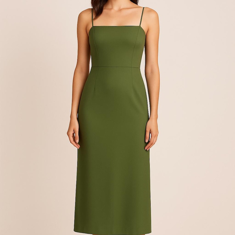 Simple Satin Green Dress - Etsy