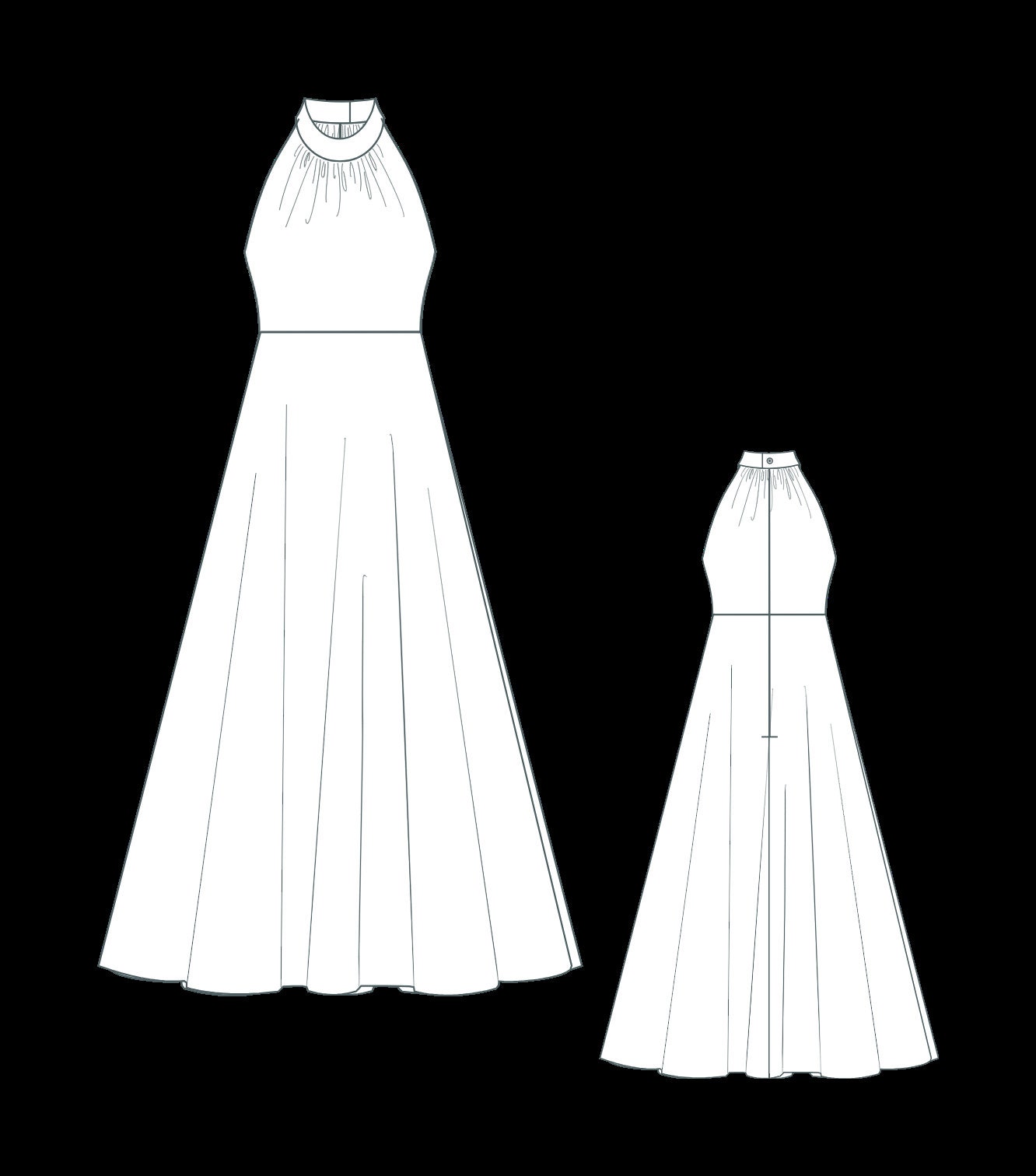 Halter Neck Evening Gown Sewing Pattern, Halter Neck Dress, Prom Dress ...