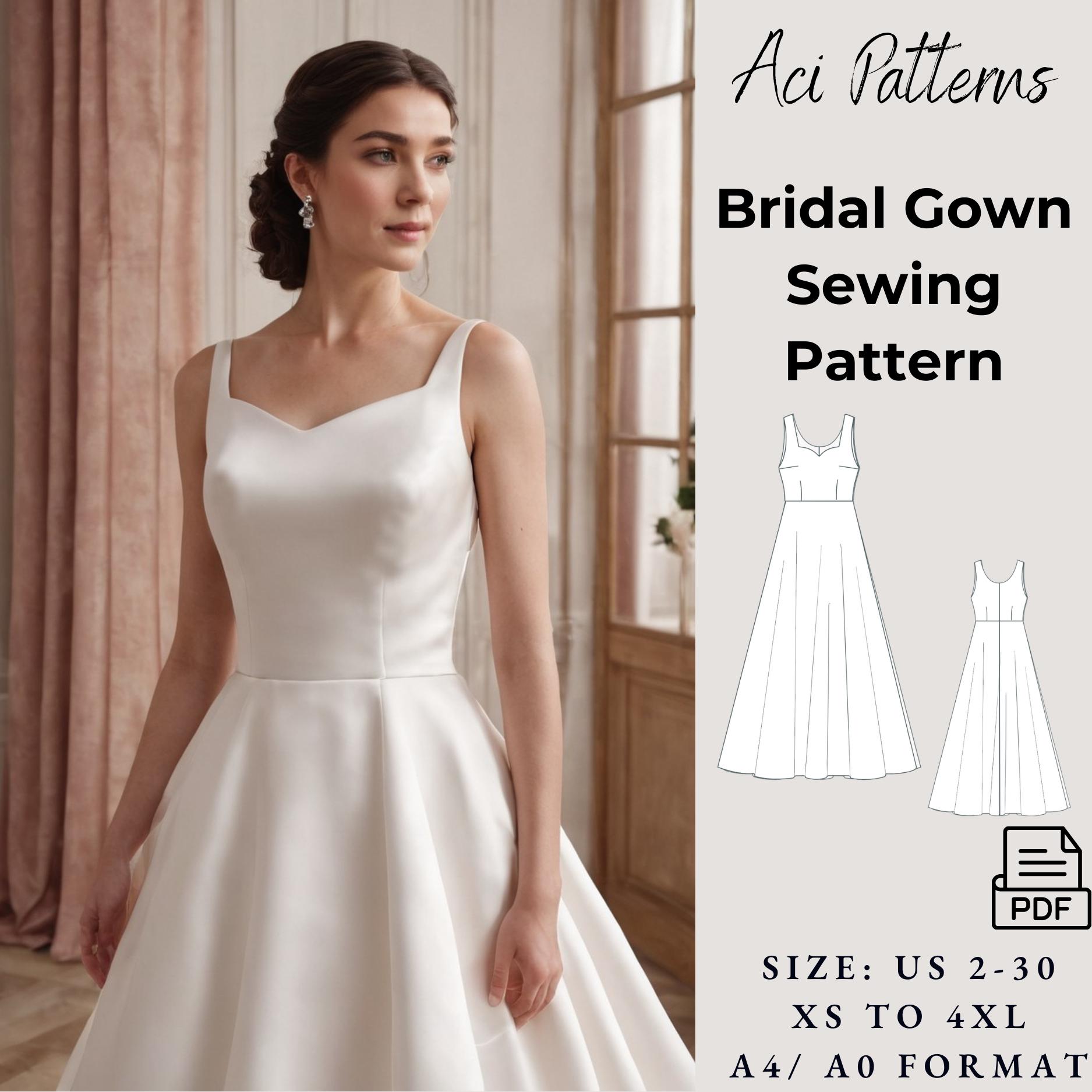 Bridal Gown Sewing Pattern, Cocktail Dress Pattern, Wedding Dress ...