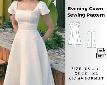 Prom Dress, Evening Gown Sewing Pattern, Cocktail Dress,anniversary ...