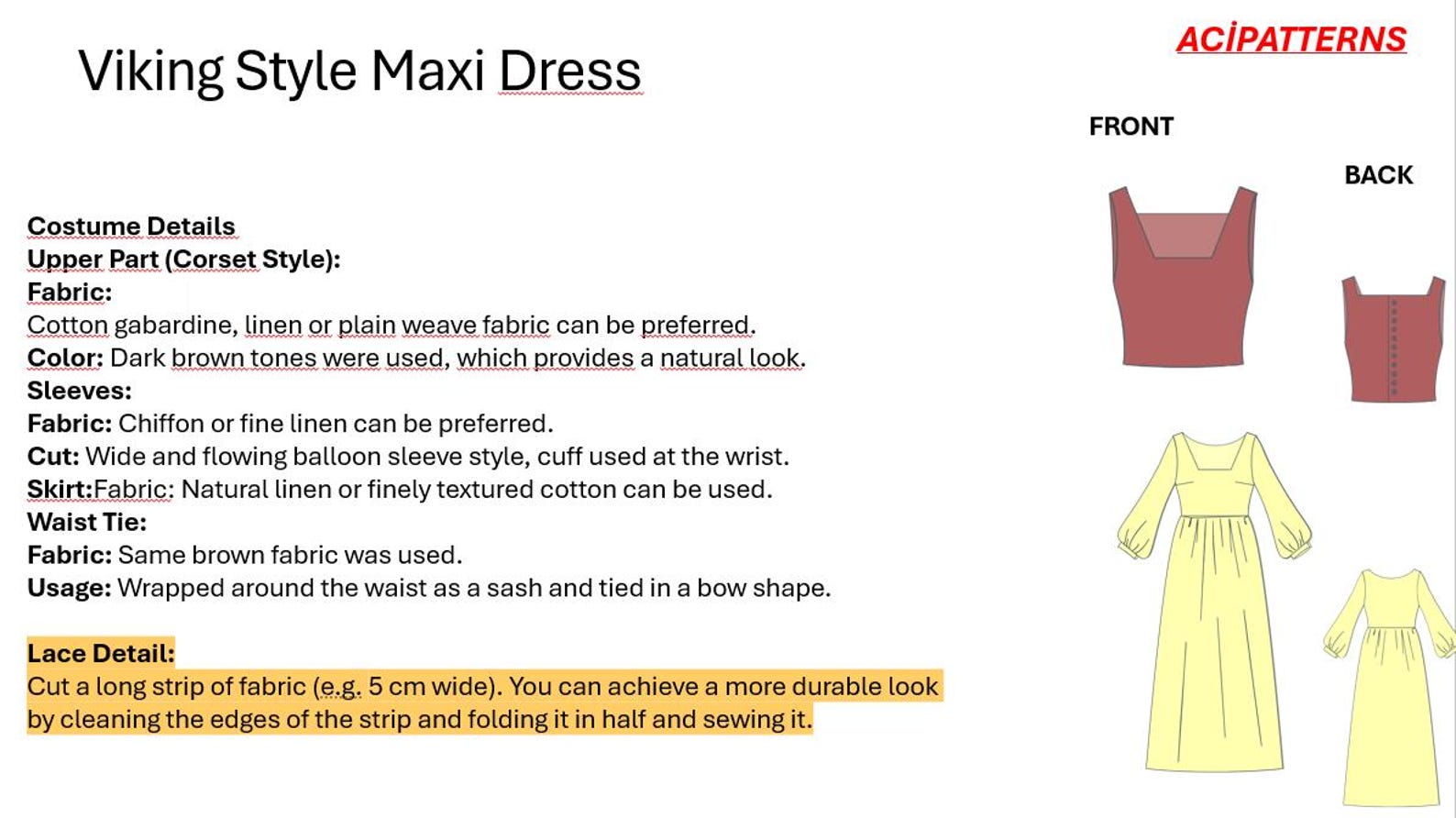 Viking Style Dress and Blouse Sewing Pattern-long-sleeved Maxi Dress ...
