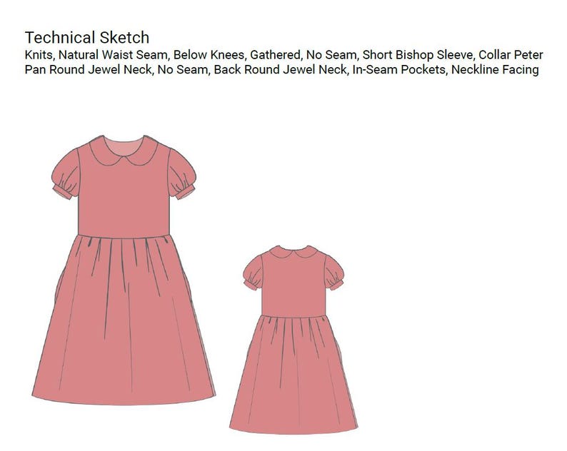 Peter Pan Collar Gathered Fall Dress Sewing,puff Sleeve Girl Dress ...