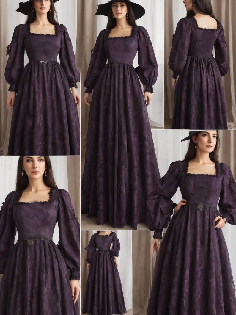 Square Neck Witch Cosplay Dress Sewing Pattern, XS-4XL (A4/A0 FORMAT ...