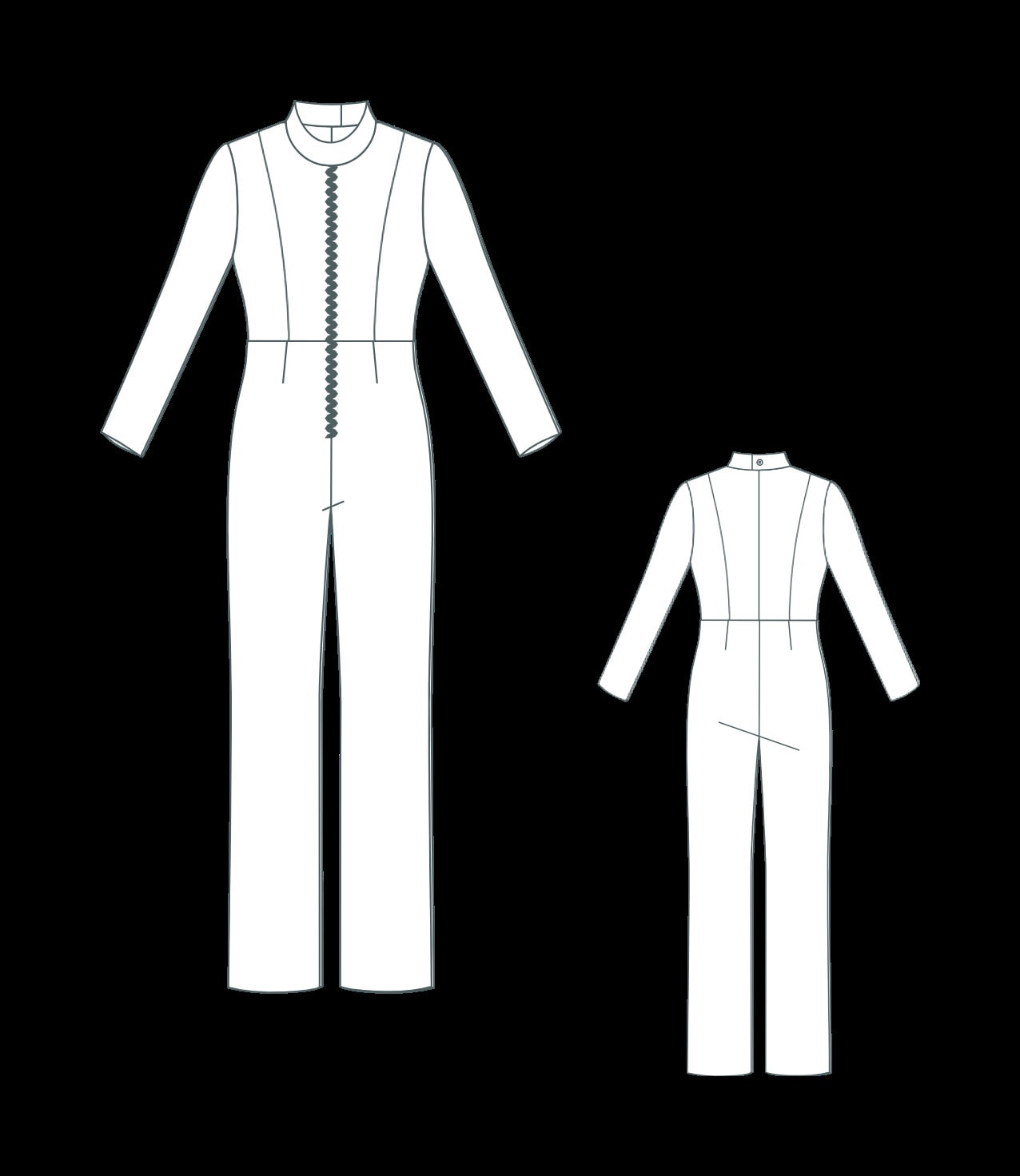 Plunging Mandarin Neck Formal Jumpsuit Sewing Pattern|dungaree Pattern ...