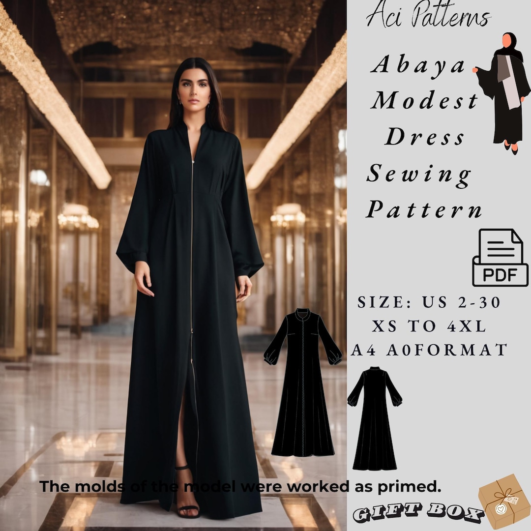 Abaya Pdf Sewing Pattern , A Line Dress , Arabic National Dress ...
