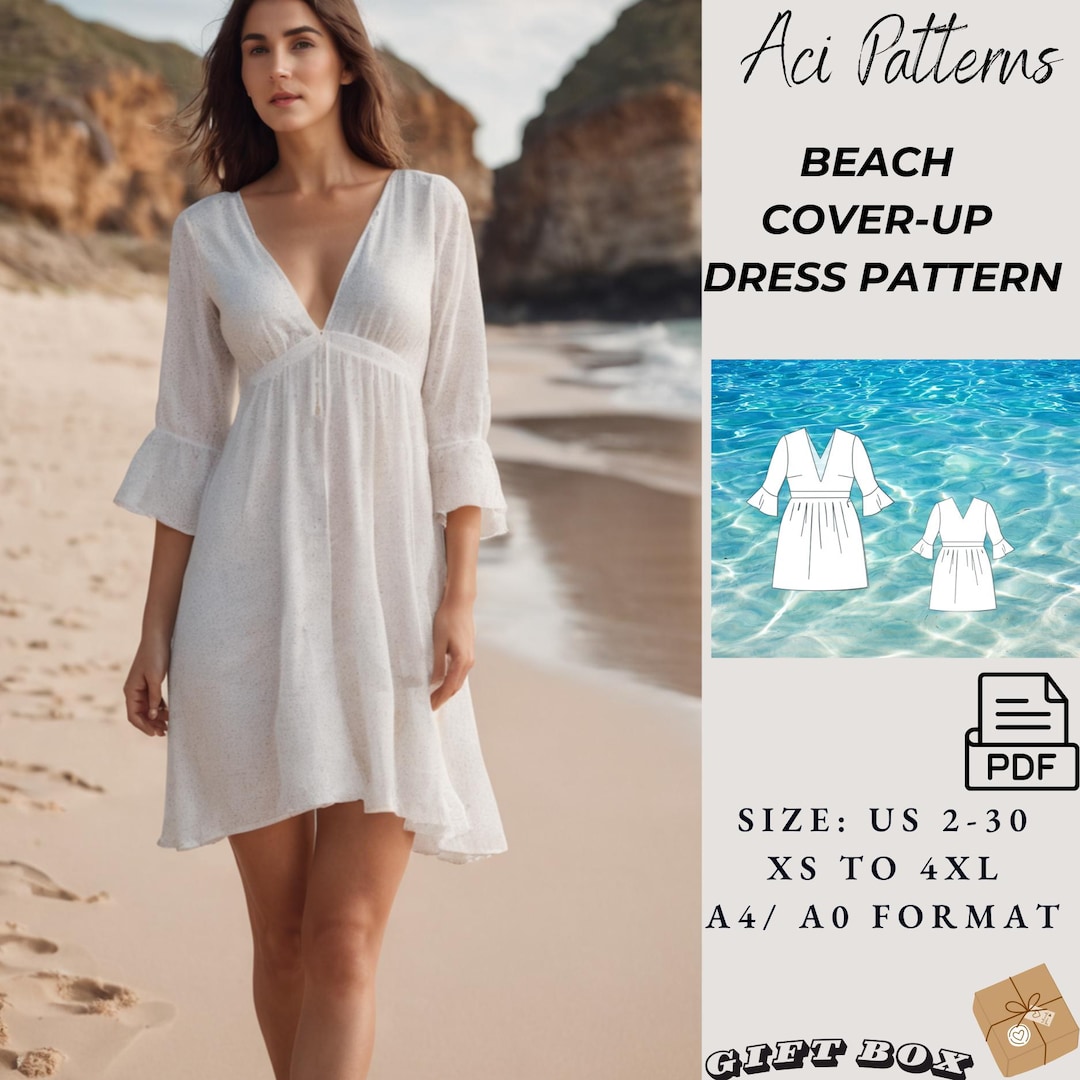 Beach Wear,cover up Sewing Pattern,ladies Size 2 to 30 // A4-US LETTER ...