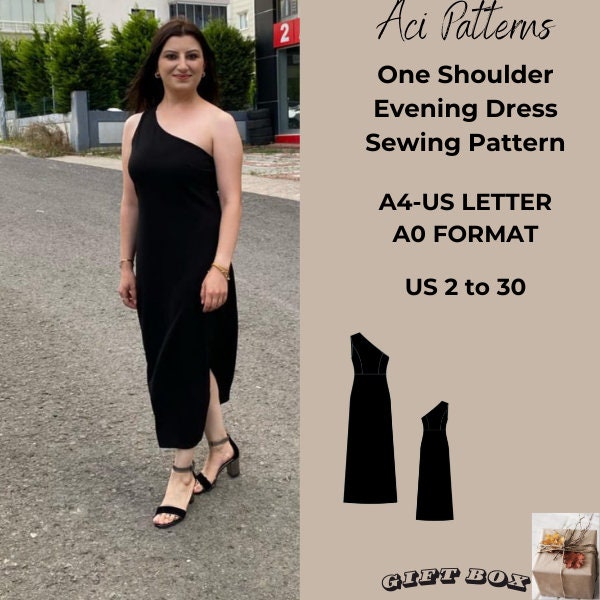 One Shoulder Dress Pattern - Etsy