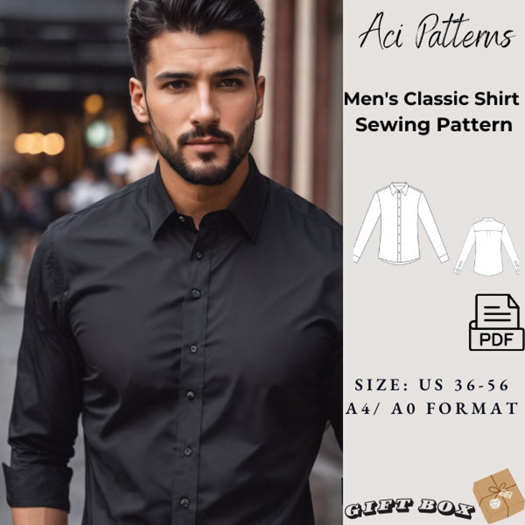 Mens Shirt Pattern, Button up Shirt Pattern, Mens Sewing Pattern, Shirt ...