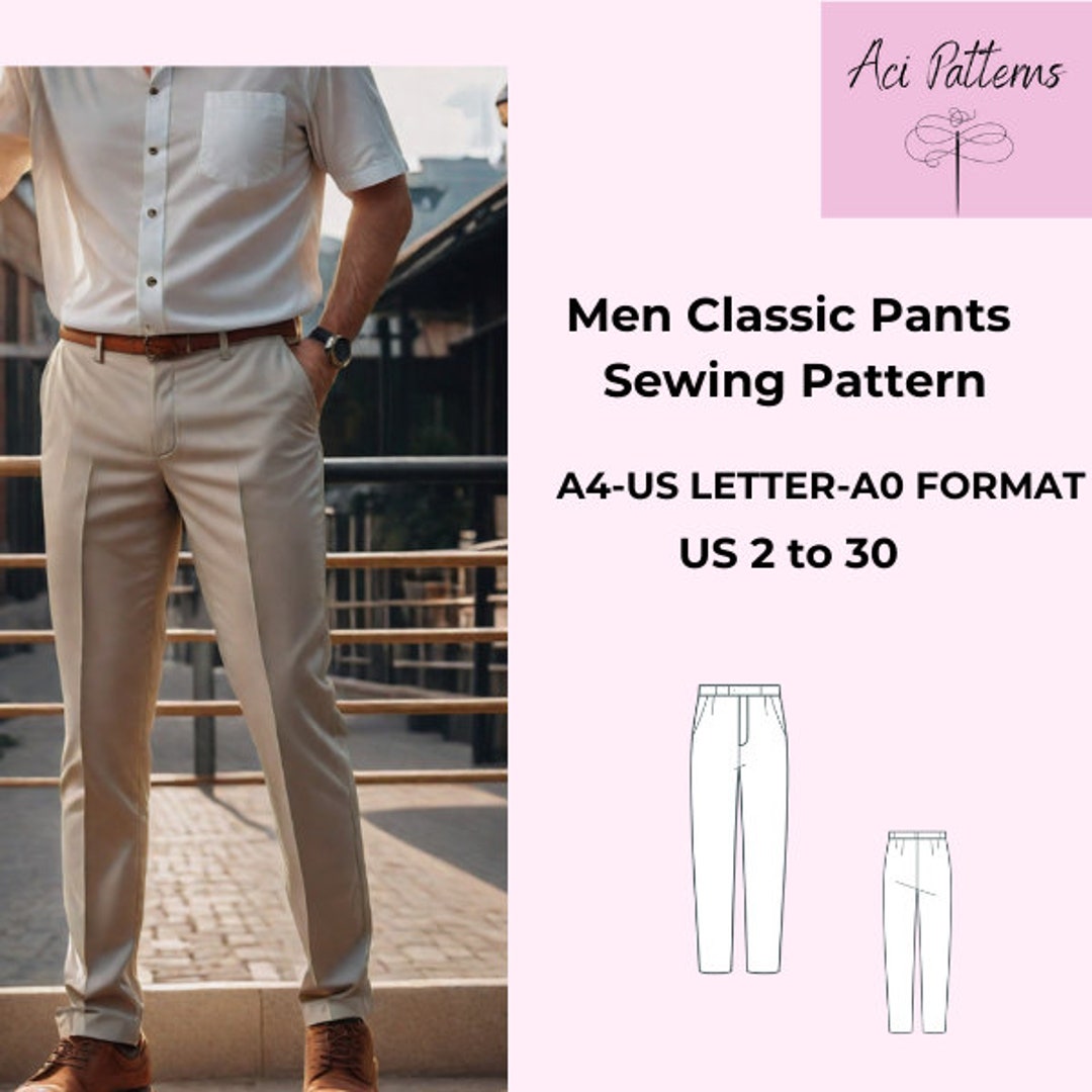 Men Classic Pants Sewing Pattern, Pants Trousers PDF Men's Sewing ...