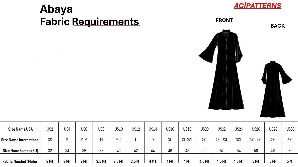 Abaya Pdf Sewing Pattern,a Line Dress,arabic National Dress Patterns ...