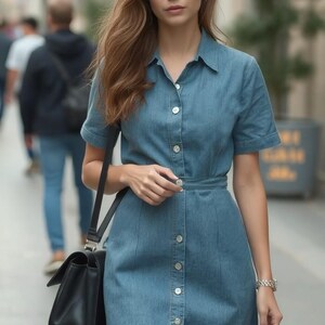 Denim Shirt Dress PDF Pattern: Button-down Sewing Pattern (A4/A0) Size ...