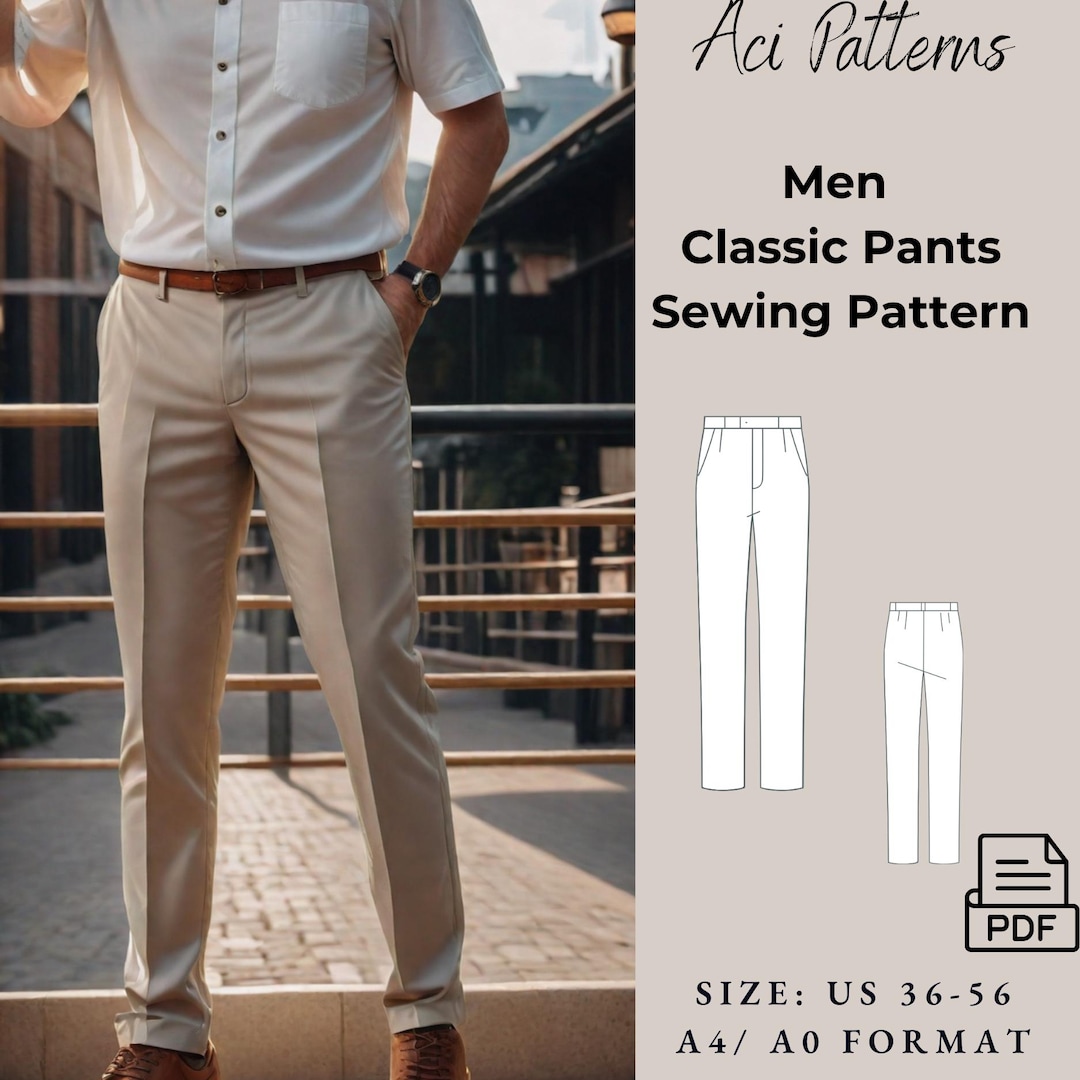 Standard Fit Pants Sewing Pattern, Pants Trousers PDF Men's Sewing ...