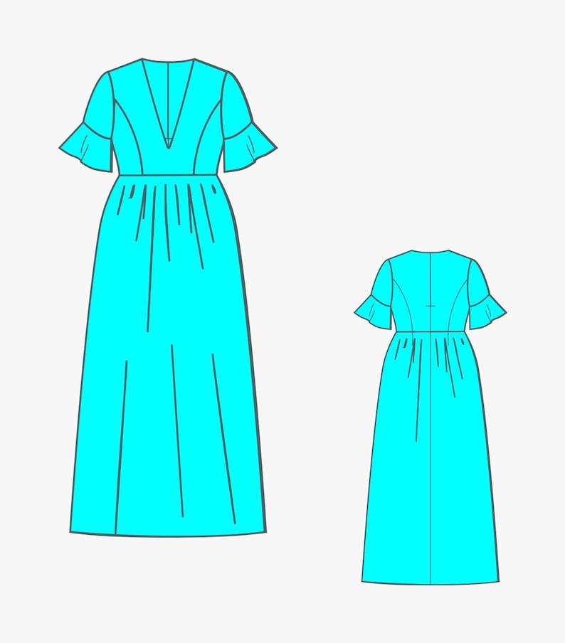 Maternity Gown Dress Sewing Pattern, Ladies Size 2 to 30-A4-US LETTER ...