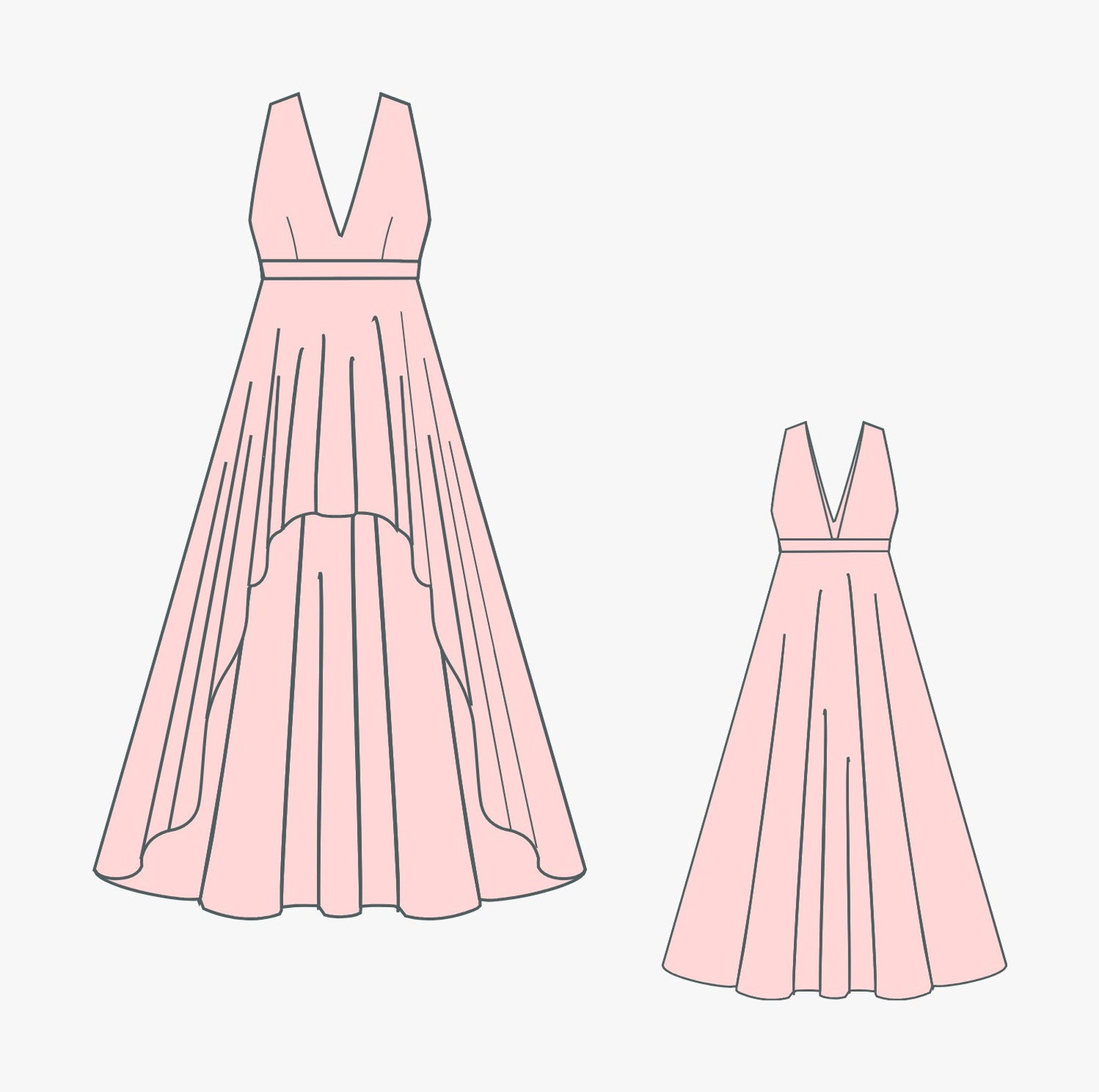 V Neck Cocktail Dress Pattern,high-low Dress Pattern, Fairy Dress ...