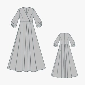 Cross Front Sewing Pattern, Maxi Dress, Celtic Dress, Maxi Sleeve ...