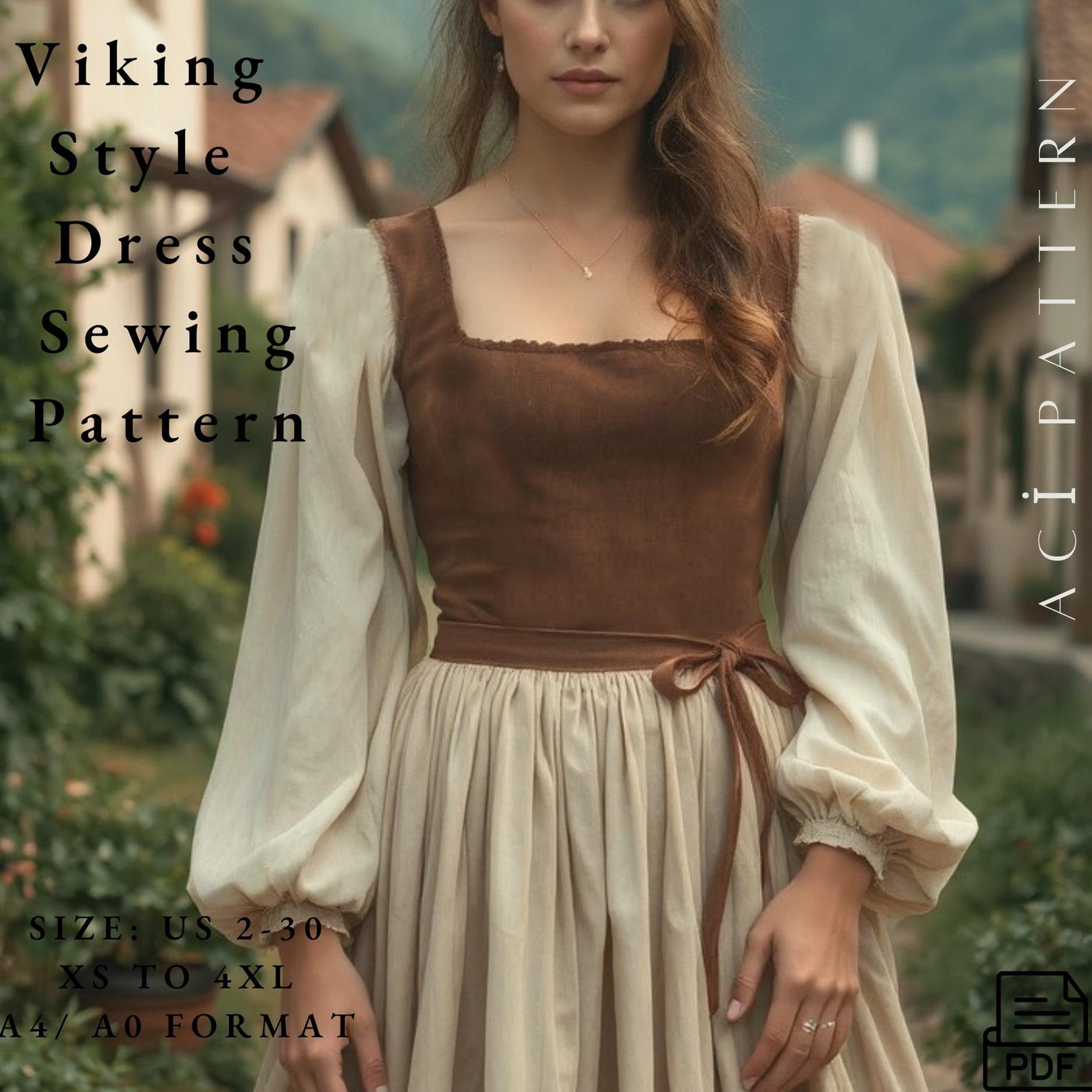 Viking Style Dress and Blouse Sewing Pattern-long-sleeved Maxi Dress ...