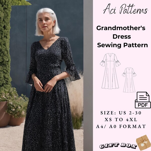 Evening Gown,wedding Guest Sewing Pattern, Ladies Size 2 to 30-A4-US ...