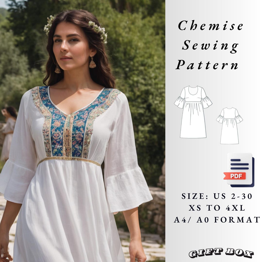 Renaissance Chemise Pattern,fairy,regency,elvish Dress,midi Dress ...