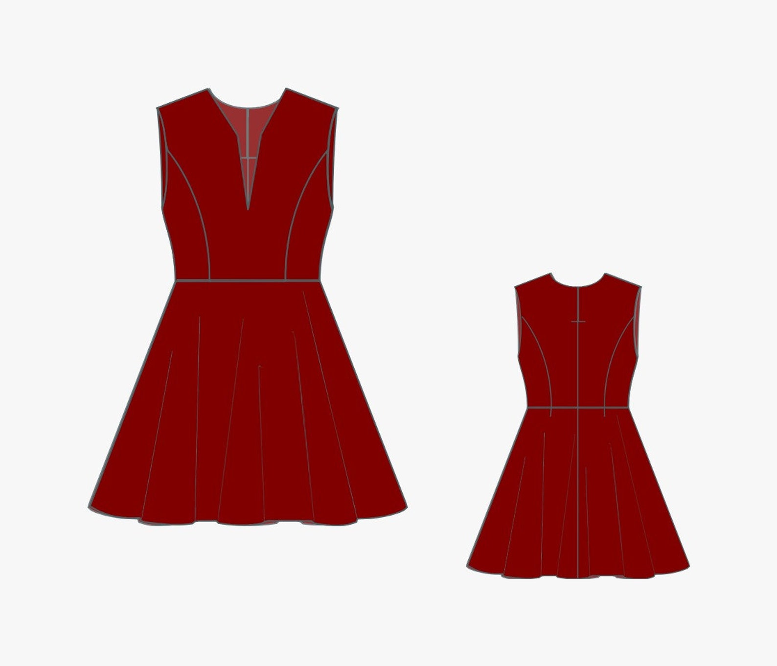 V-neck Midi Dress Sewing Pattern, Bridesmaid Dress, Easy Sewing Pattern ...