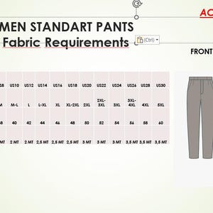 Men’s Classic Standard Fit Pants Pattern | PDF Sewing Size Chart 36 to ...