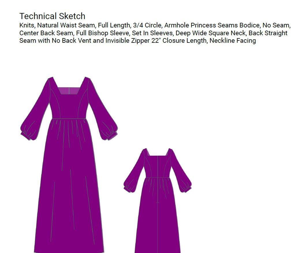 Square Neck Witch Cosplay Dress Sewing Pattern, XS-4XL (A4/A0 FORMAT ...