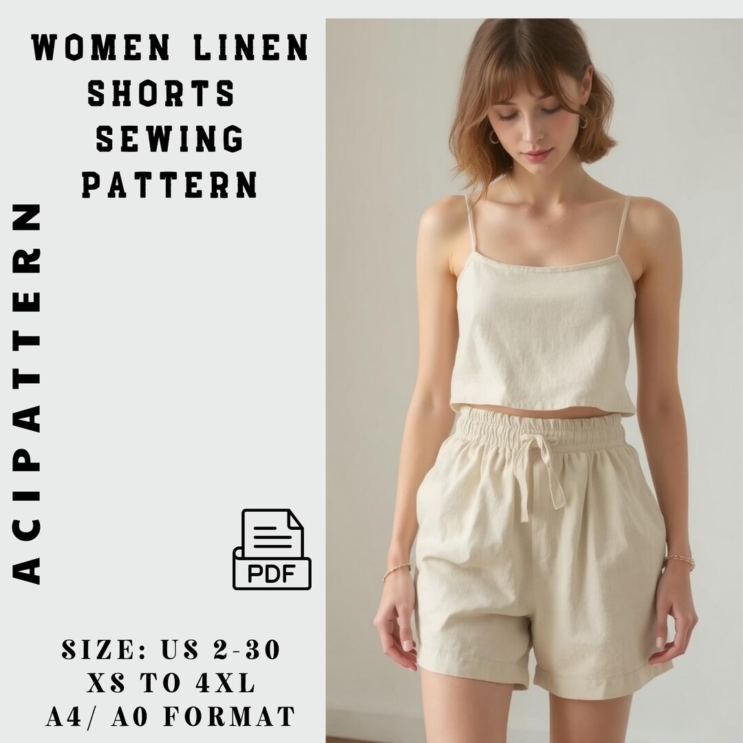 Women's Linen Shorts Sewing Pattern: Beginner-friendly (PDF) - Etsy