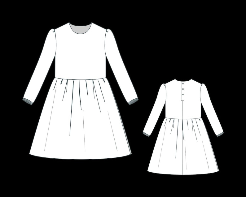 Girl Long Sleeve Velvet Dress Sewing Pattern,kids Dress Sewing Pattern ...