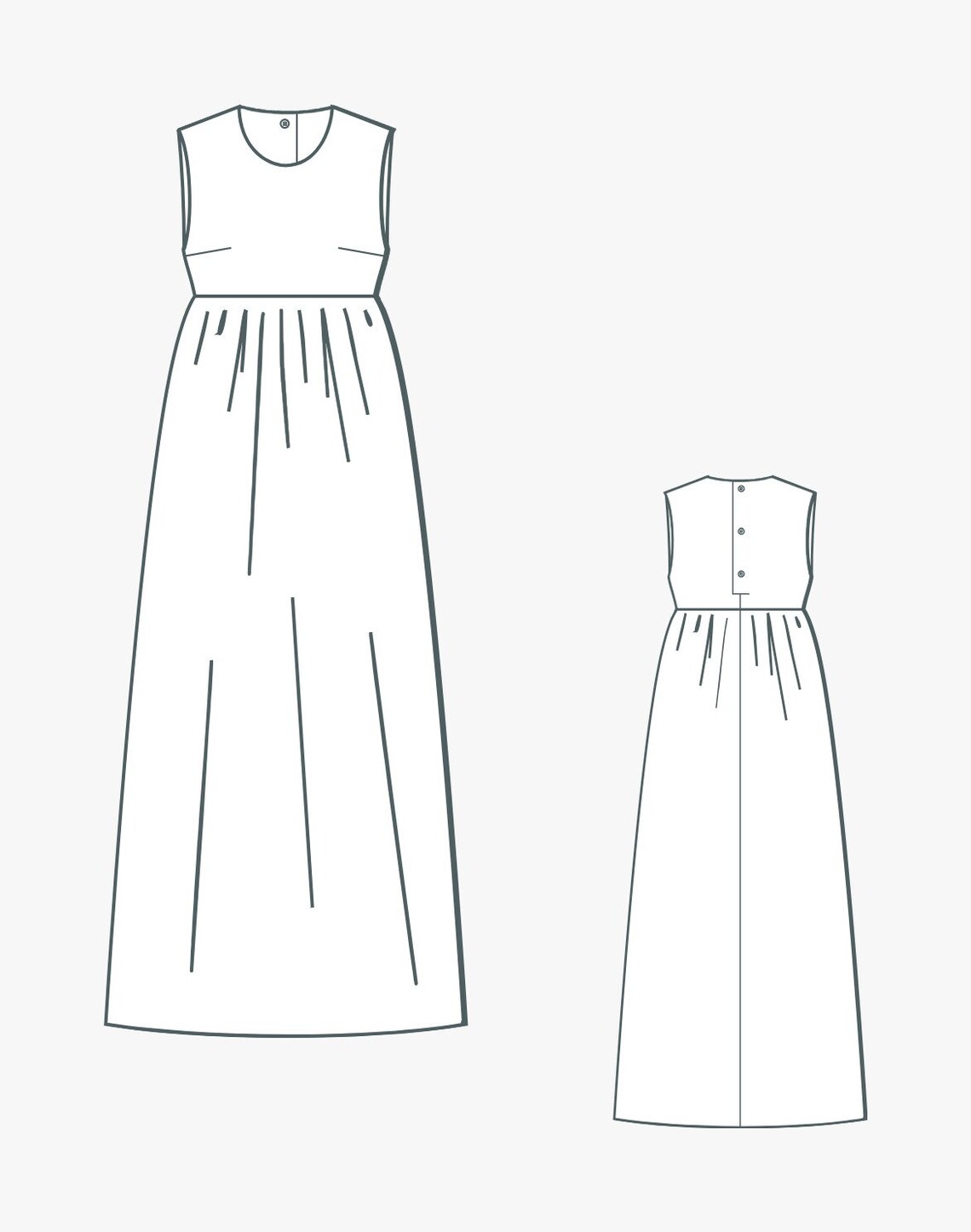 Maternity Gown Dress Sewing Pattern, Ladies Size 2 to 30-A4-US LETTER ...