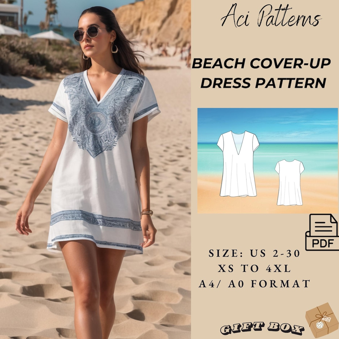 Beach Wear,cover up Sewing Pattern,ladies Size 2 to 30 // A4-US LETTER ...
