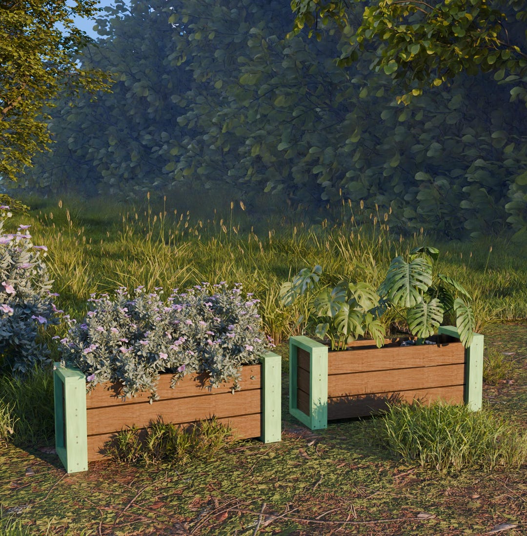 Rustic Farmhouse Planter Box DIY Plans: Modern Patio Garden Bed ...