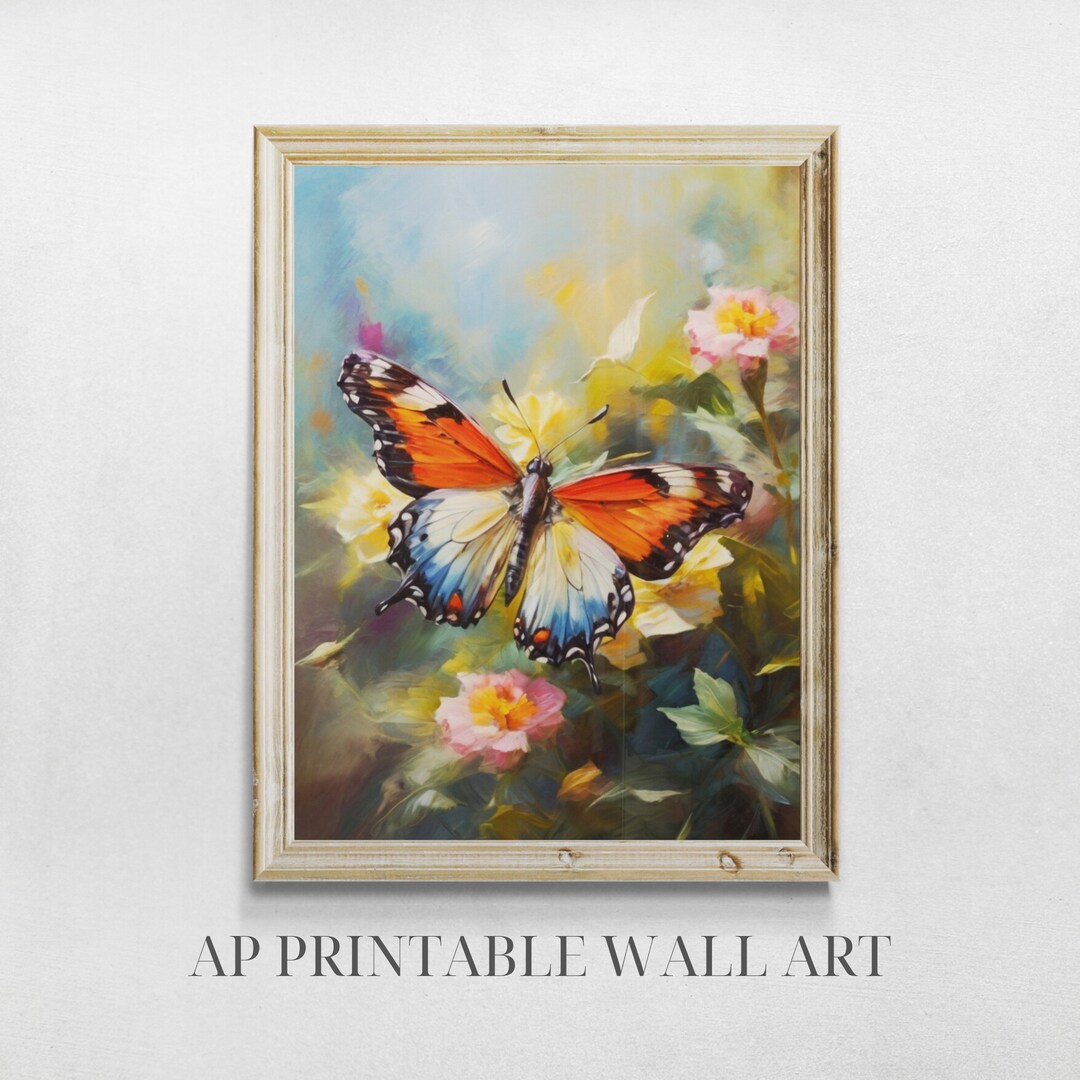 Colorful Butterfly Painting: Digital Impressionist Art Print for Home ...