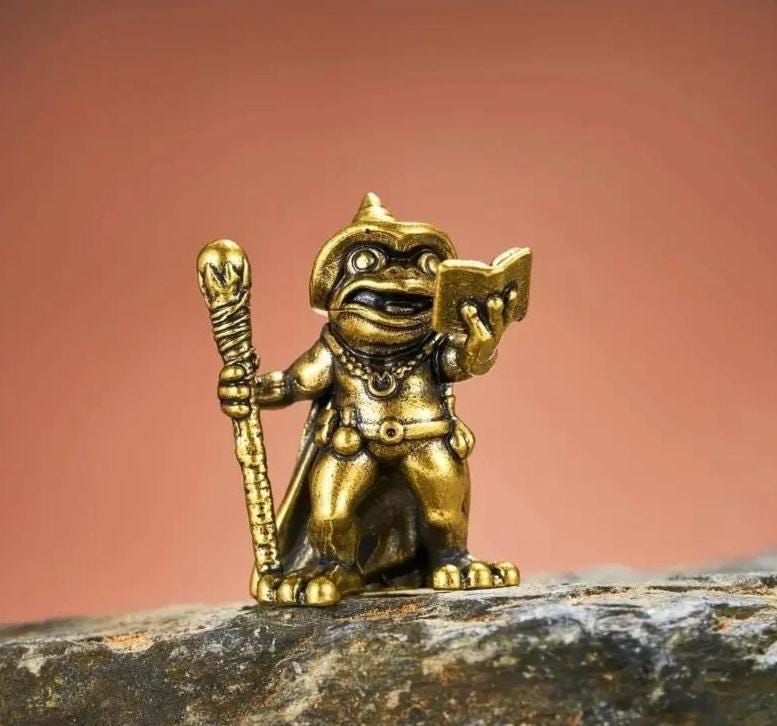 Vintage Brass Frog Wizard Figurine: Magic Wand Statue - Etsy